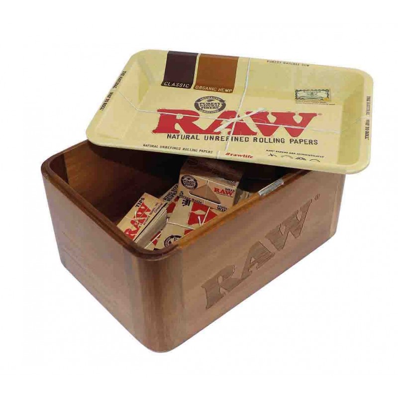 Raw Wooden Mini Cache Box with Tray Lid