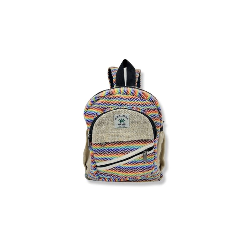 Handmade Himalayan Hemp Mini Backpack - Rainbow